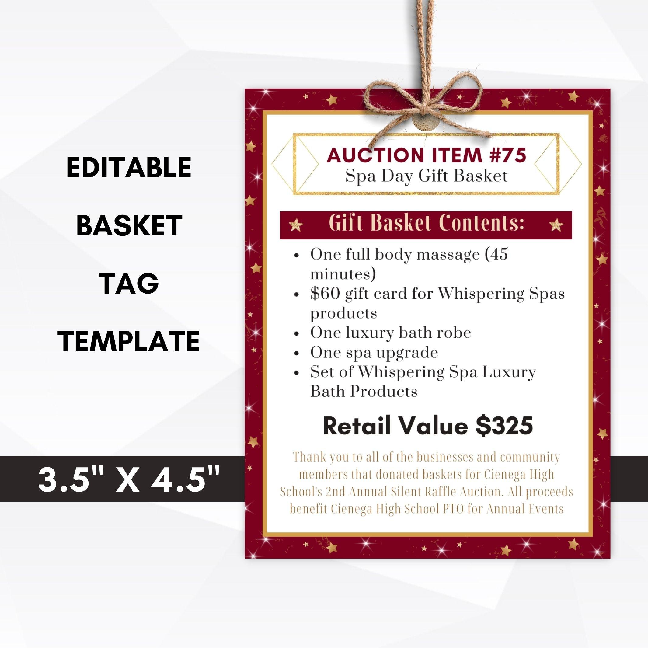 Silent Auction Fundraiser Tag Red – Simple Desert Designs