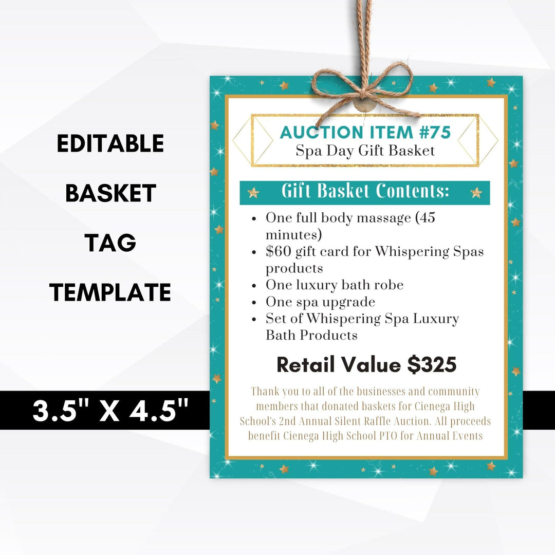 Silent Auction Fundraiser Tag Teal | Simple Desert Designs