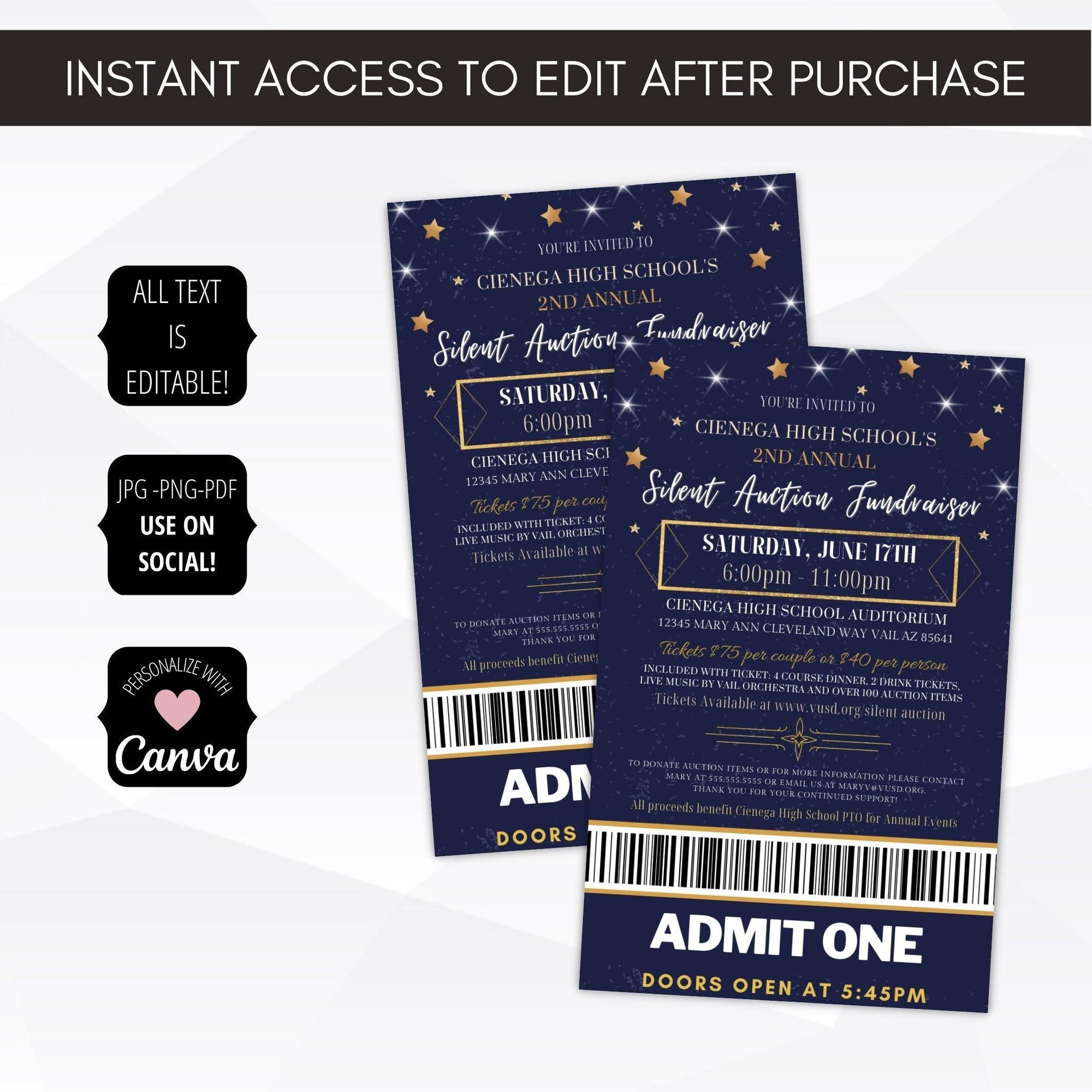 Silent Auction Ticket Template - Simple Desert Designs