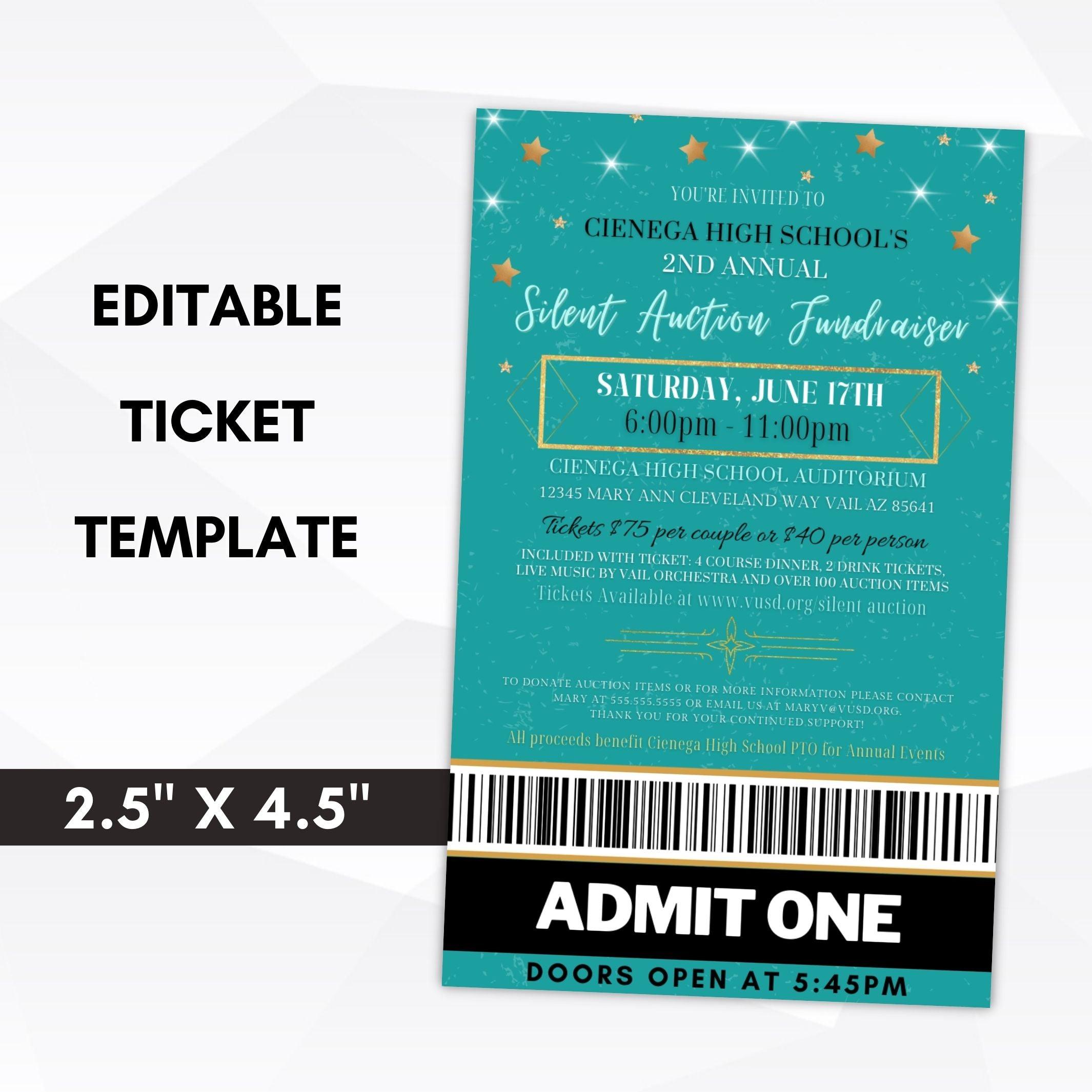 Silent Auction Fundraiser Ticket Teal – Simple Desert Designs