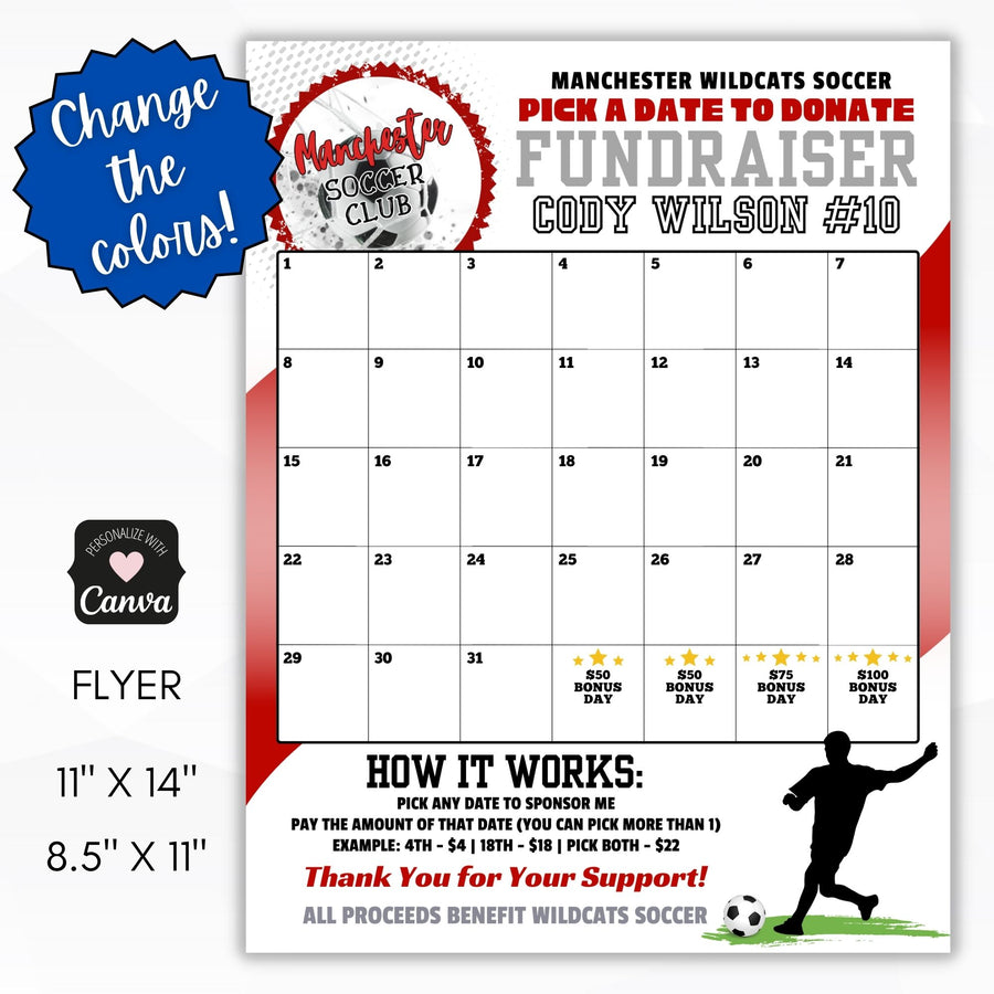 Soccer Calendar Fundraiser Template – Simple Desert Designs