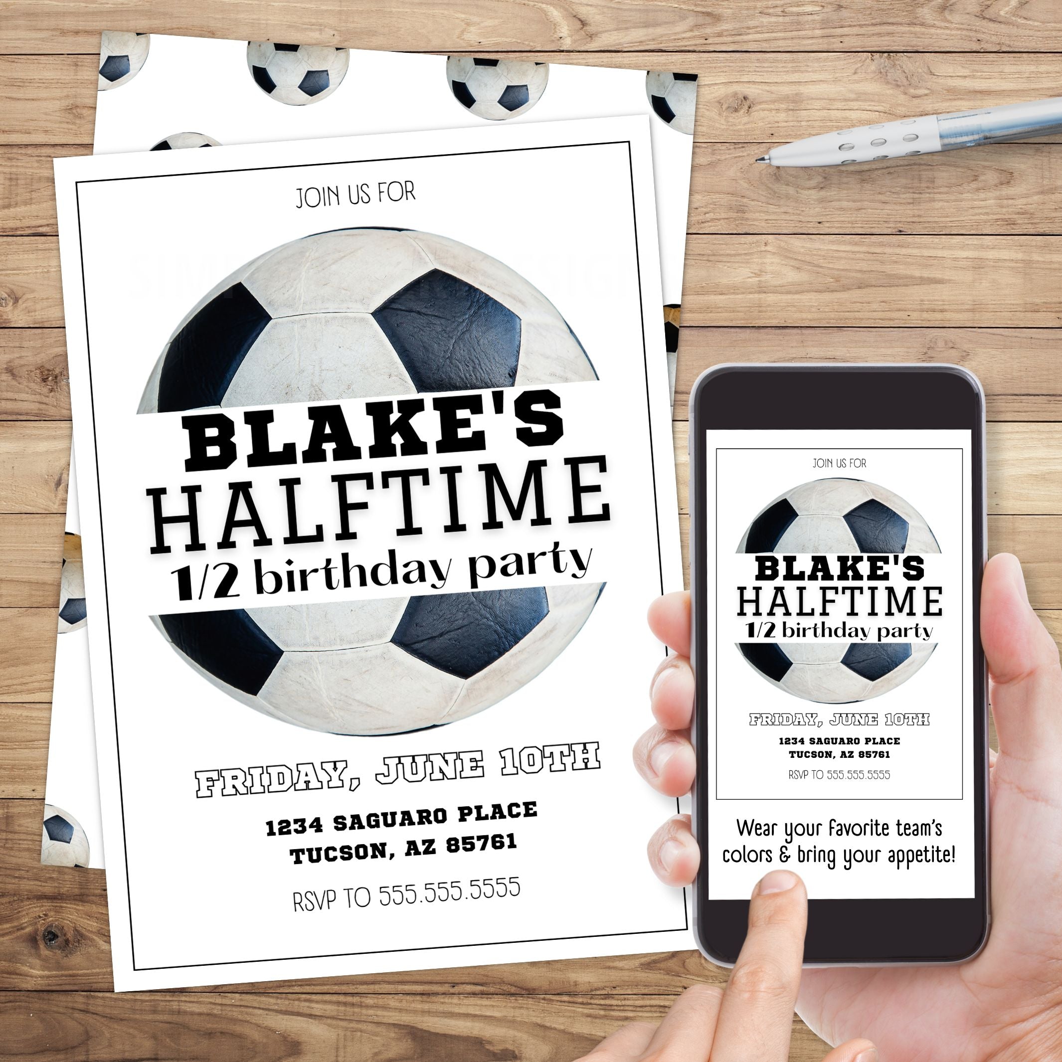 1/2 Birthday Invitation Template Soccer – Simple Desert Designs