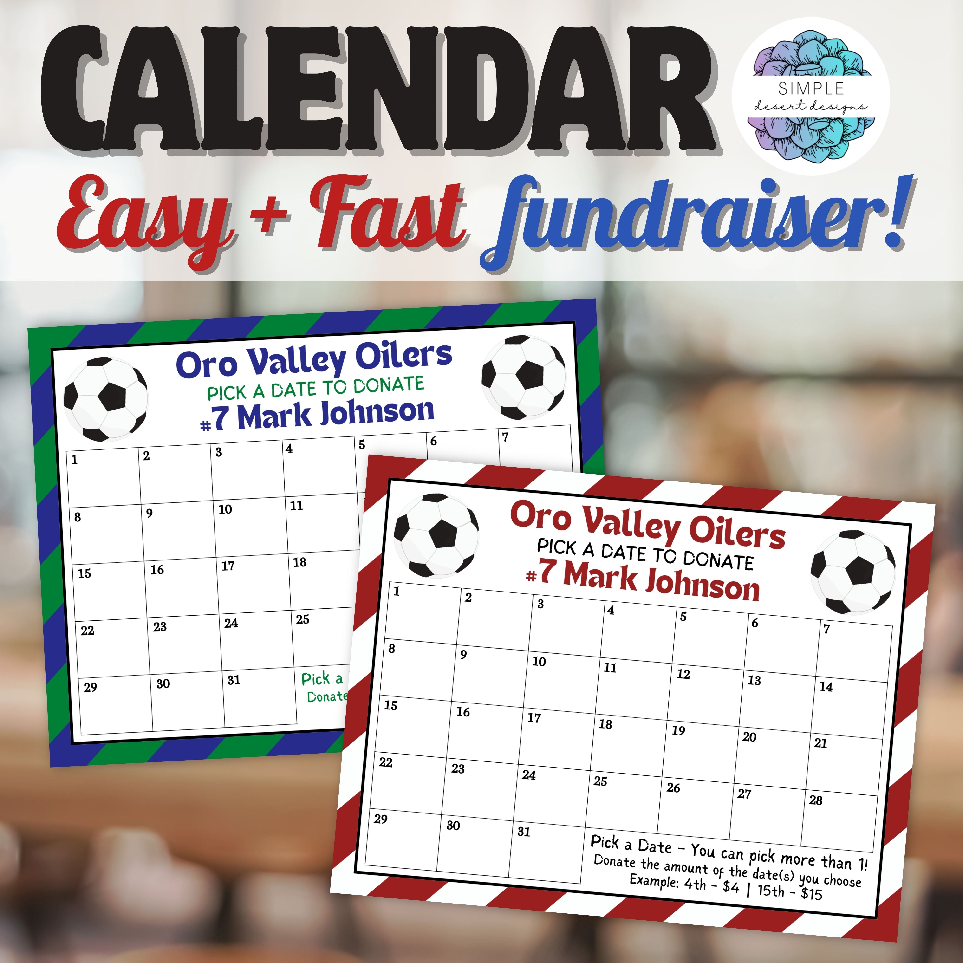 Soccer Pick a Date to Donate Fundraiser – Simple Desert Designs