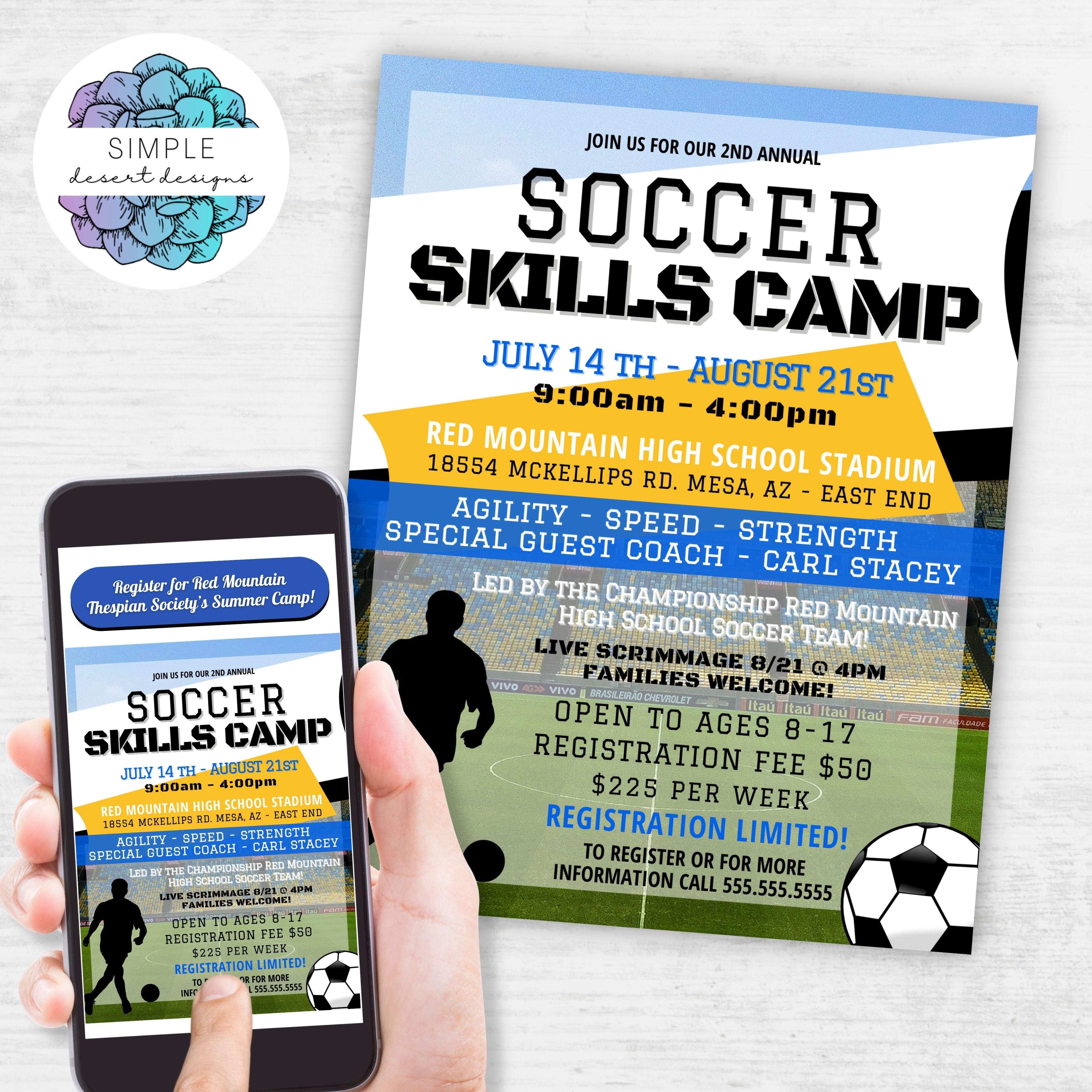 Soccer Skills Camp Flyers Set – Simple Desert Designs