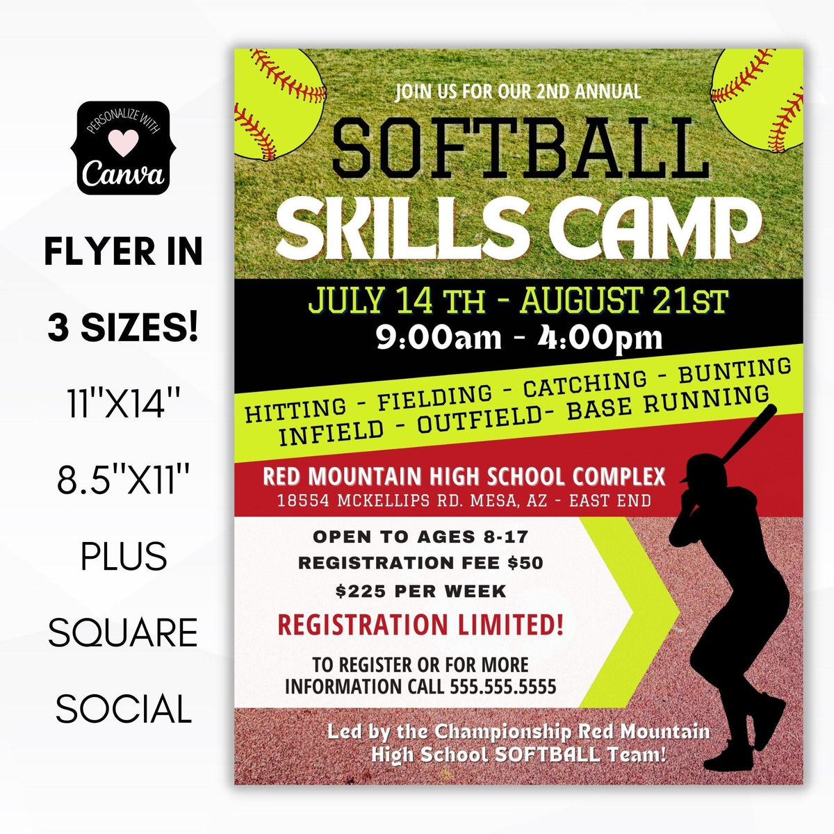 Softball Camp Flyer Template - Simple Desert Designs