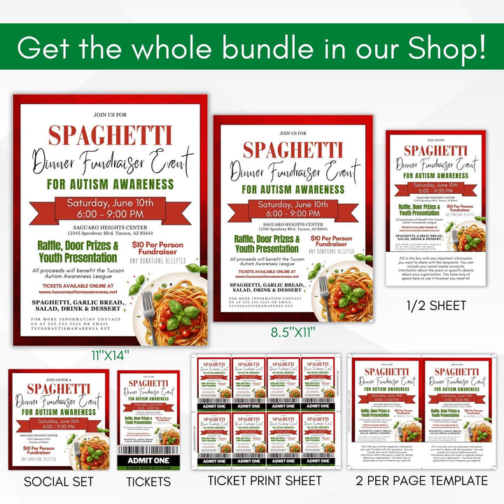 Spaghetti Dinner Fundraiser Flyer Set | Simple Desert Designs