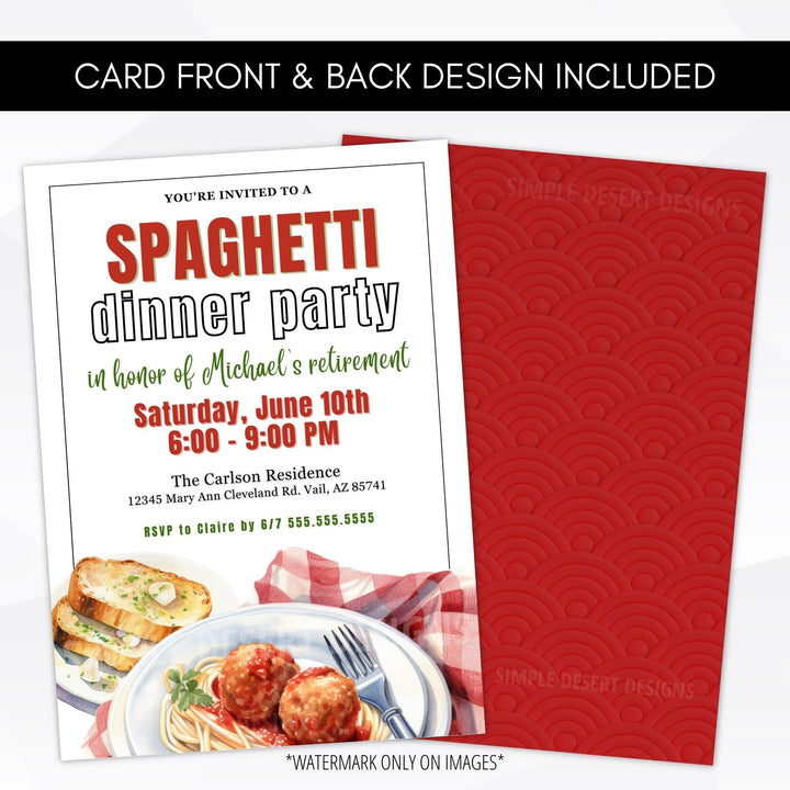 Spaghetti Dinner Party Invitation – Simple Desert Designs