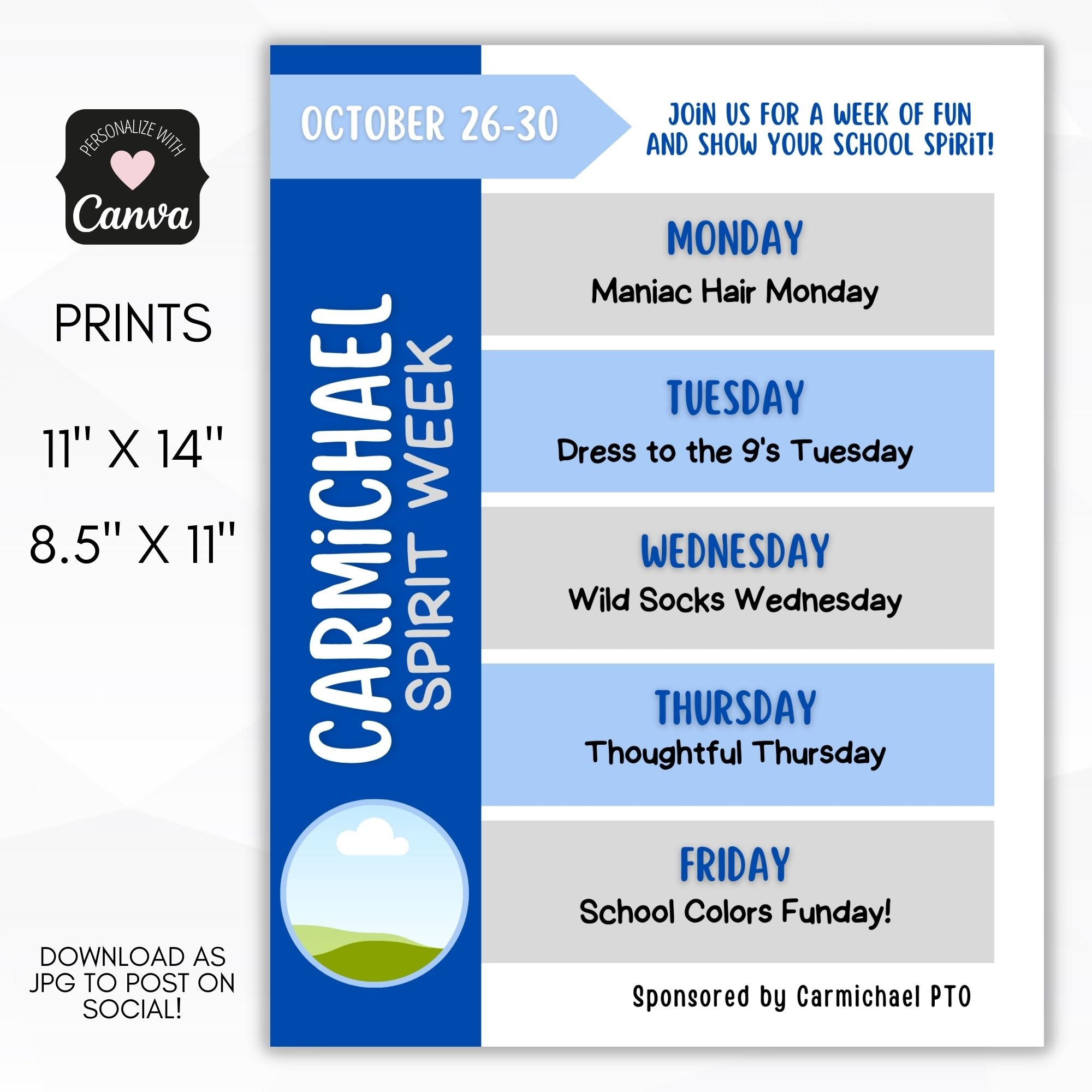 School Work Spirit Week Flyer – Simple Desert Designs