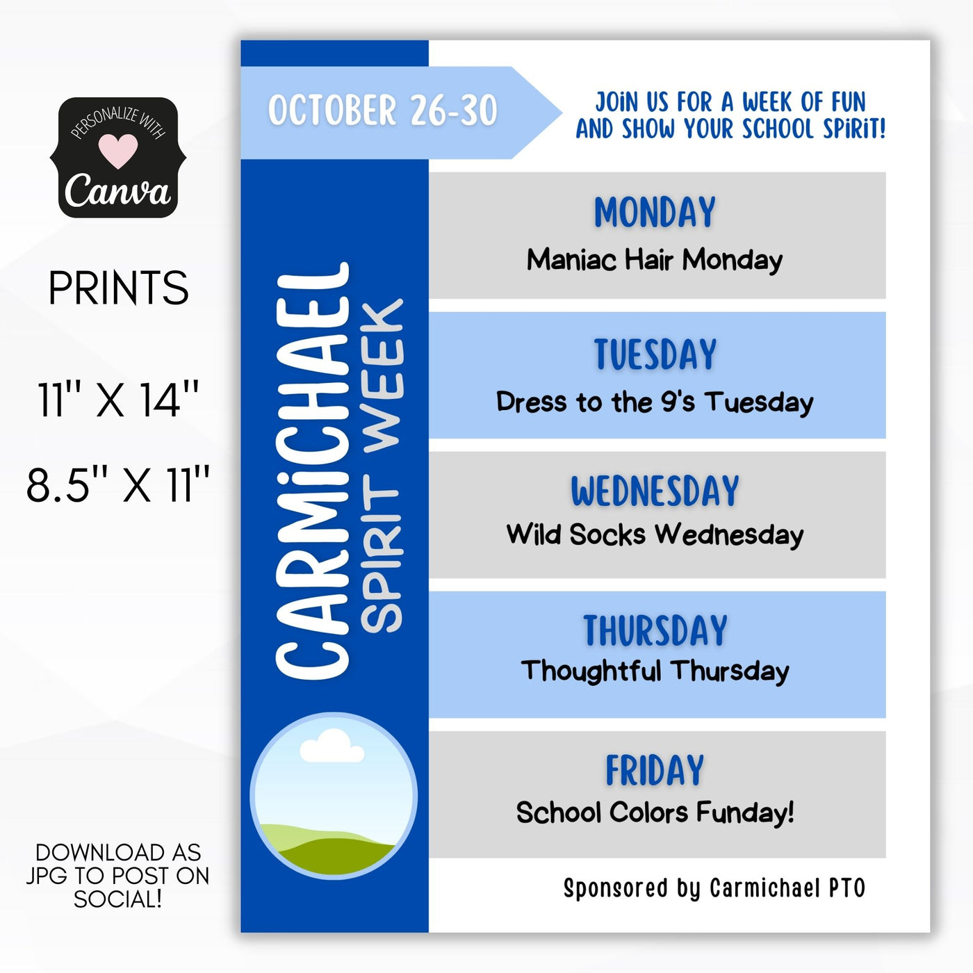 Editable Spirit Week Flyer - Simple Desert Designs