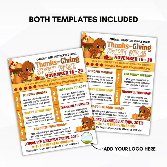 Spirit Week Flyer Thanksgiving – Simple Desert Designs