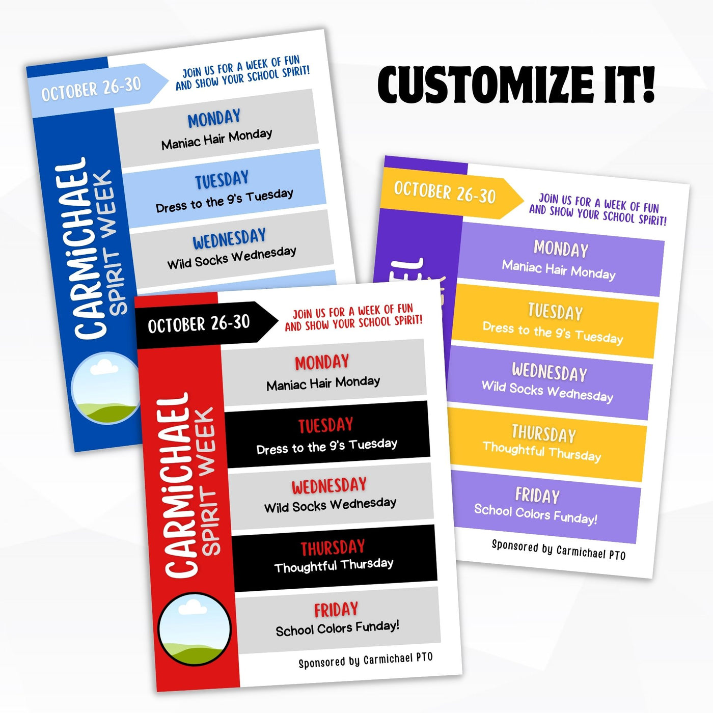 Editable Spirit Week Flyer - Simple Desert Designs