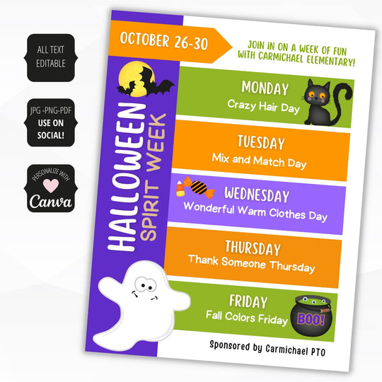 Halloween Spirit Week Flyer Template – Simple Desert Designs
