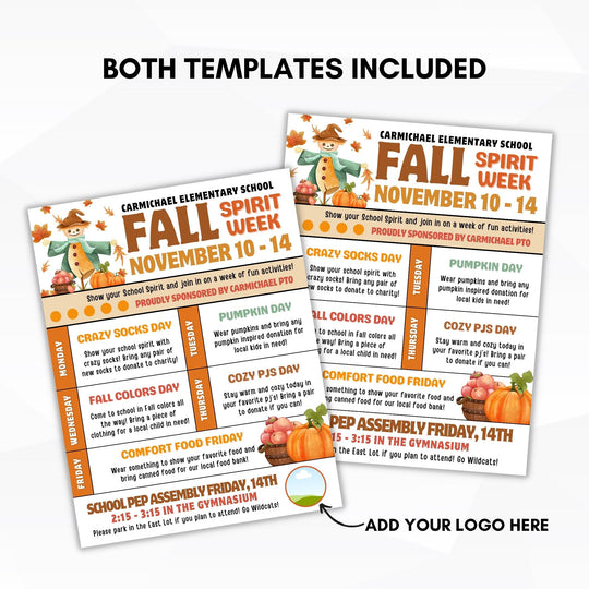 Fall Spirit Week Template – Simple Desert Designs