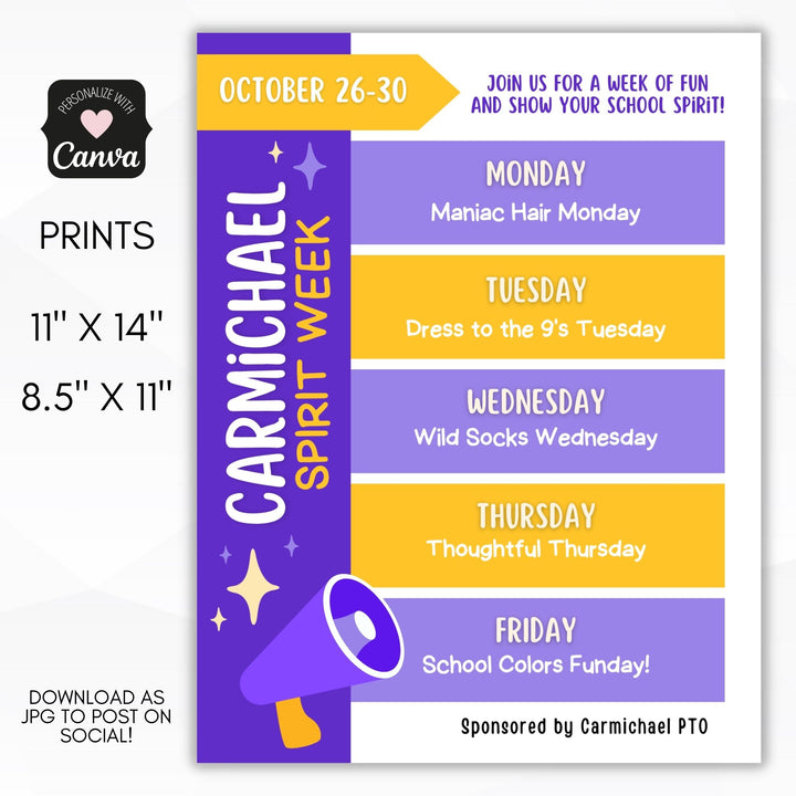Customizable Spirit Week Flyer – Simple Desert Designs