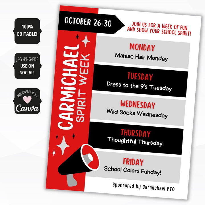 Customizable Spirit Week Flyer – Simple Desert Designs