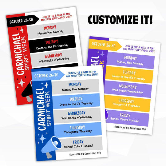 Customizable Spirit Week Flyer – Simple Desert Designs