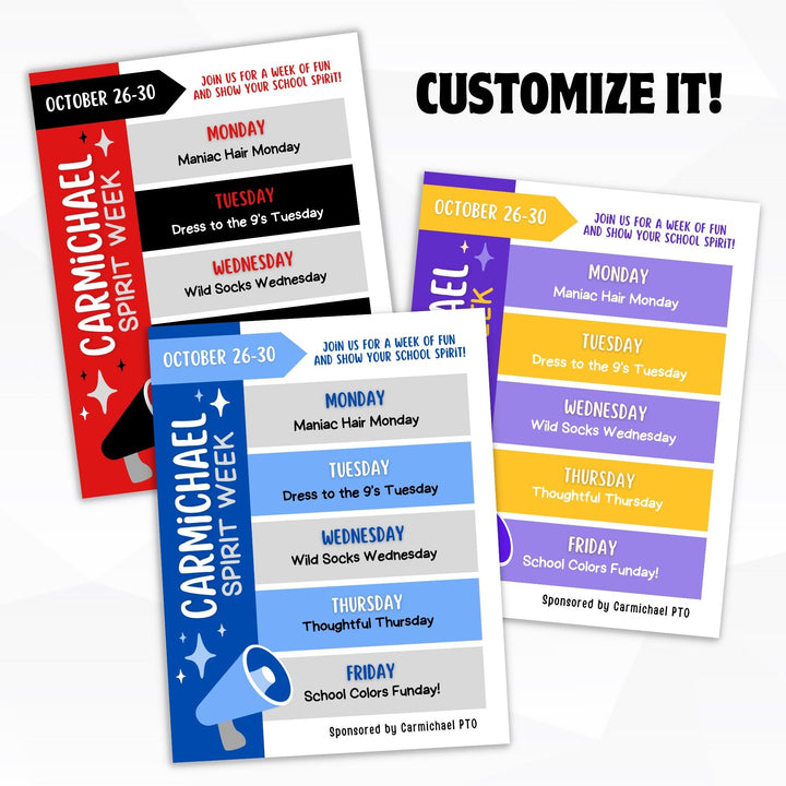 Customizable Spirit Week Flyer – Simple Desert Designs