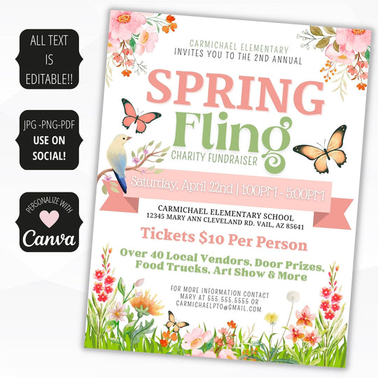 Spring Fling Charity Fundraiser Flyer Set – Simple Desert Designs