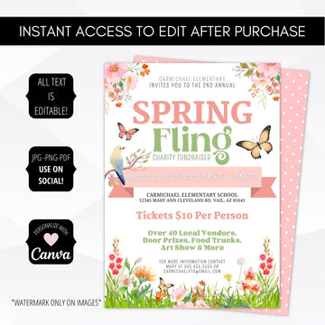 Spring Fling Charity Fundraiser Invite – Simple Desert Designs