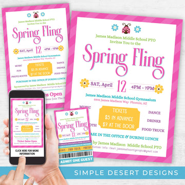 Spring Fling Flyer Sign Ticket Bundle – Simple Desert Designs