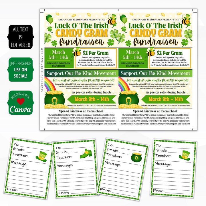 St. Patricks Candy Gram Fundraiser Bundle | Simple Desert Designs