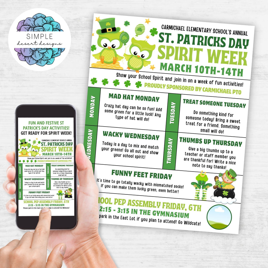 St Patricks Spirit Week for Work School – Simple Desert Designs