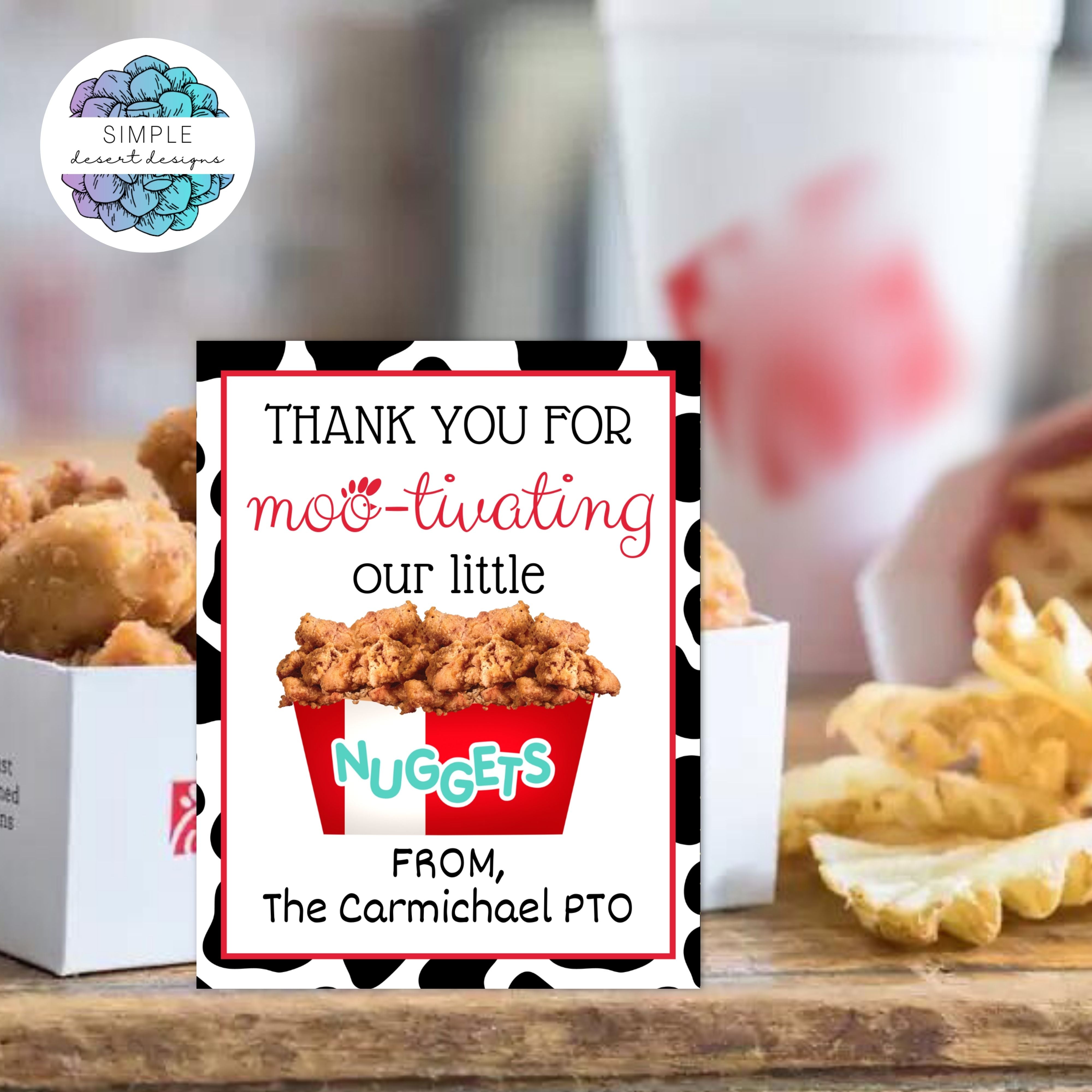 Staff Appreciation Chicken Nuggets Tag – Simple Desert Designs