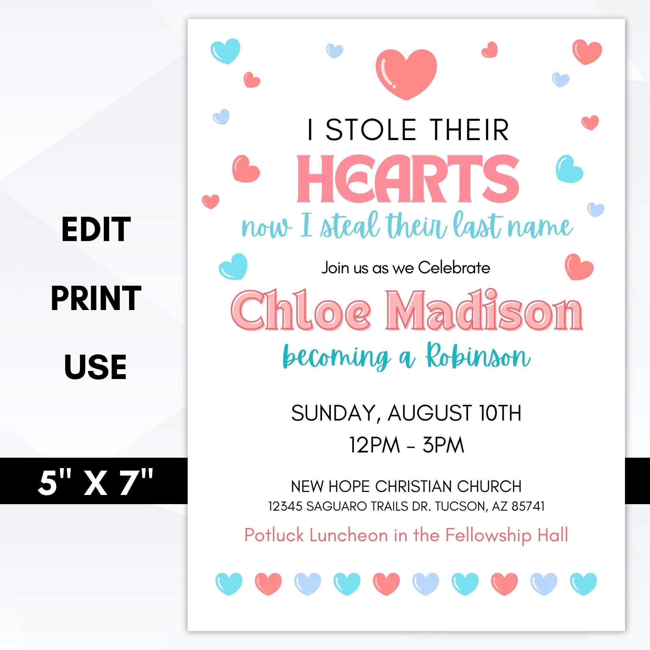 Stolen Hearts Adoption Party Invitation – Simple Desert Designs