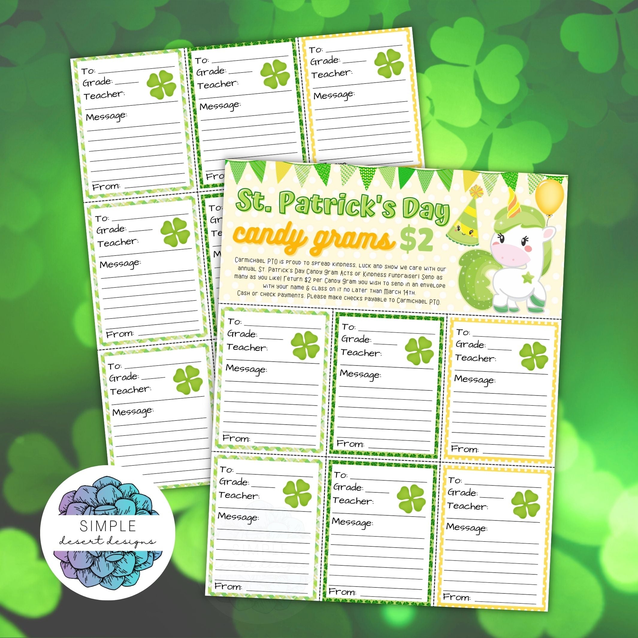 Candy Grams Sheet St Patricks Day – Simple Desert Designs