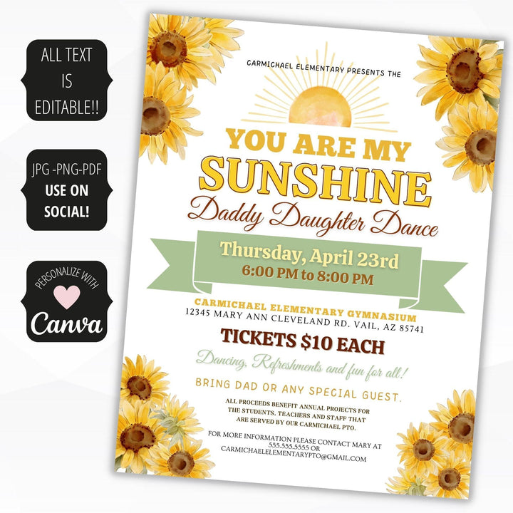 Sunflower Daddy Daughter Dance Flyer Set – Simple Desert Designs