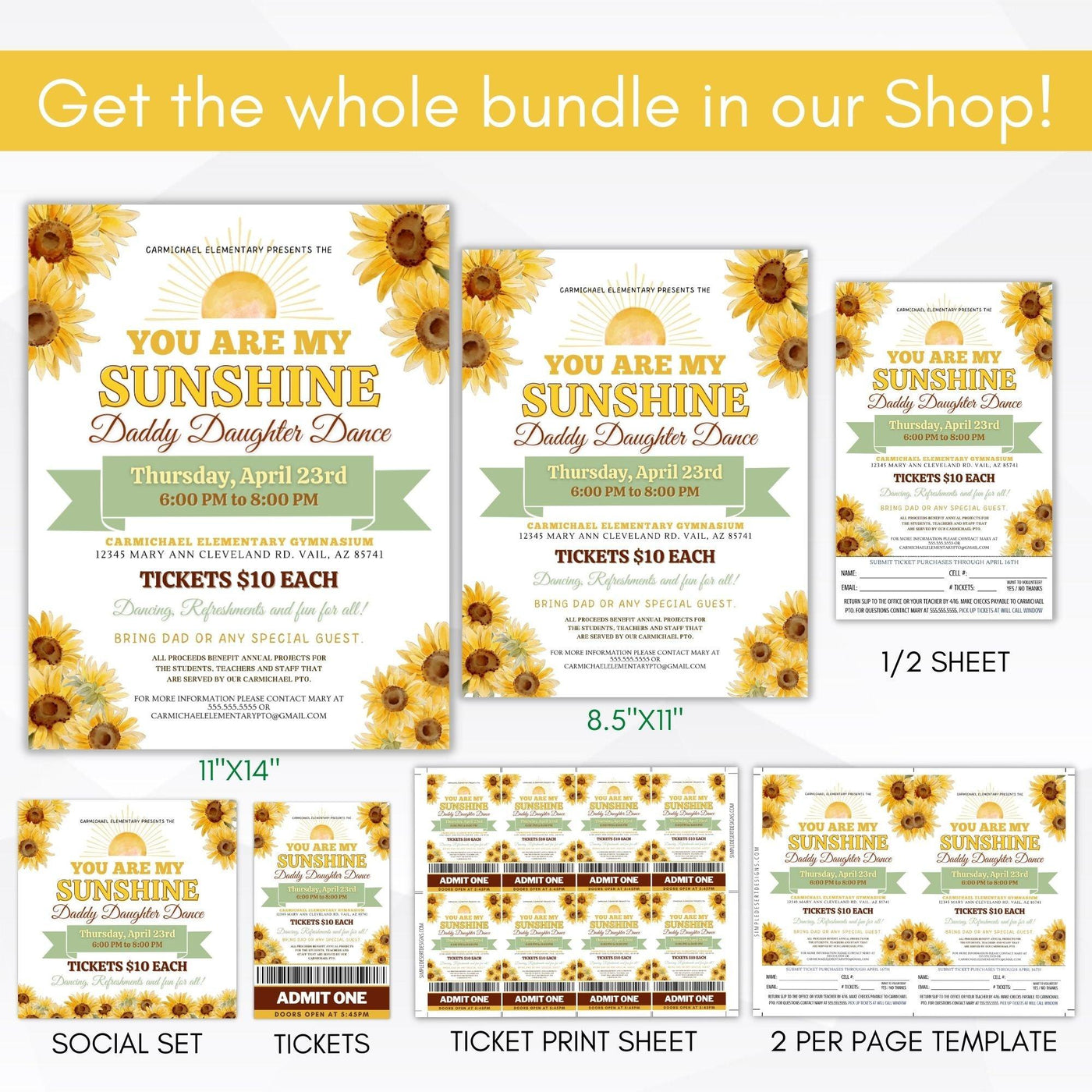 Sunflower Dance Flyer Set Template - Simple Desert Designs
