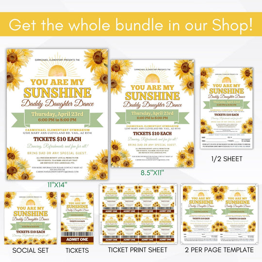 Sunflower Daddy Daughter Dance Flyer Set | Simple Desert Designs