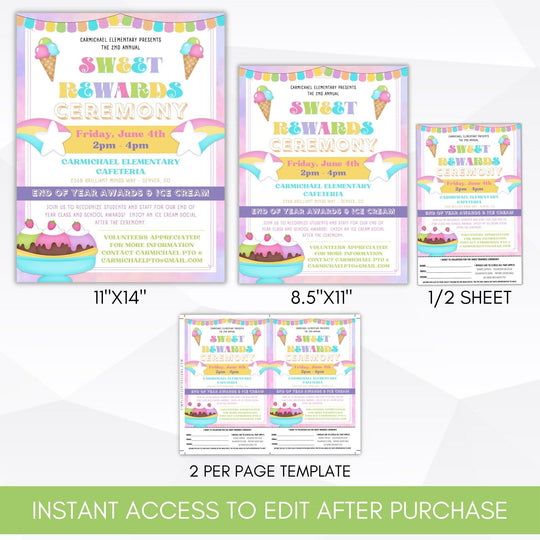 Sweet Treats Reward Ceremony Invite Flyer Bundle | Simple Desert Designs