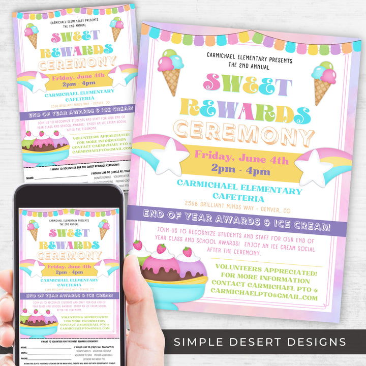 Sweet Treats Reward Ceremony Invite Flyer – Simple Desert Designs