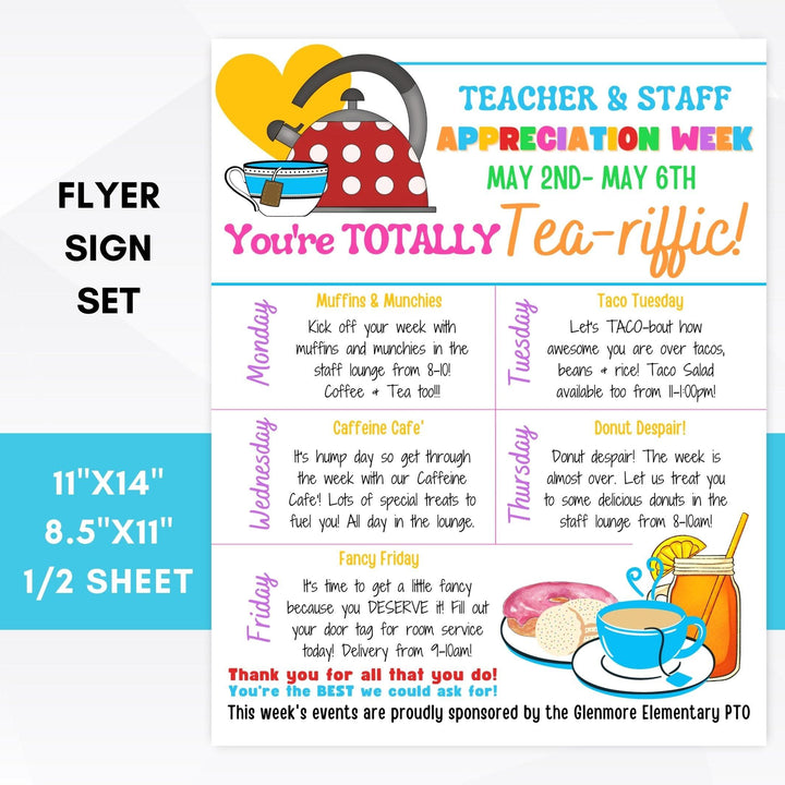 Tea-Riffic Teacher Appreciation Week Bundle | Simple Desert Designs