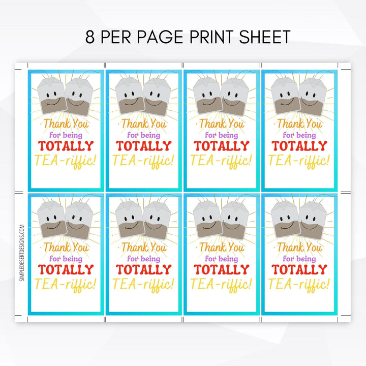 Tea-Riffic Teacher Appreciation Week Favor Tags Set | Simple Desert Designs
