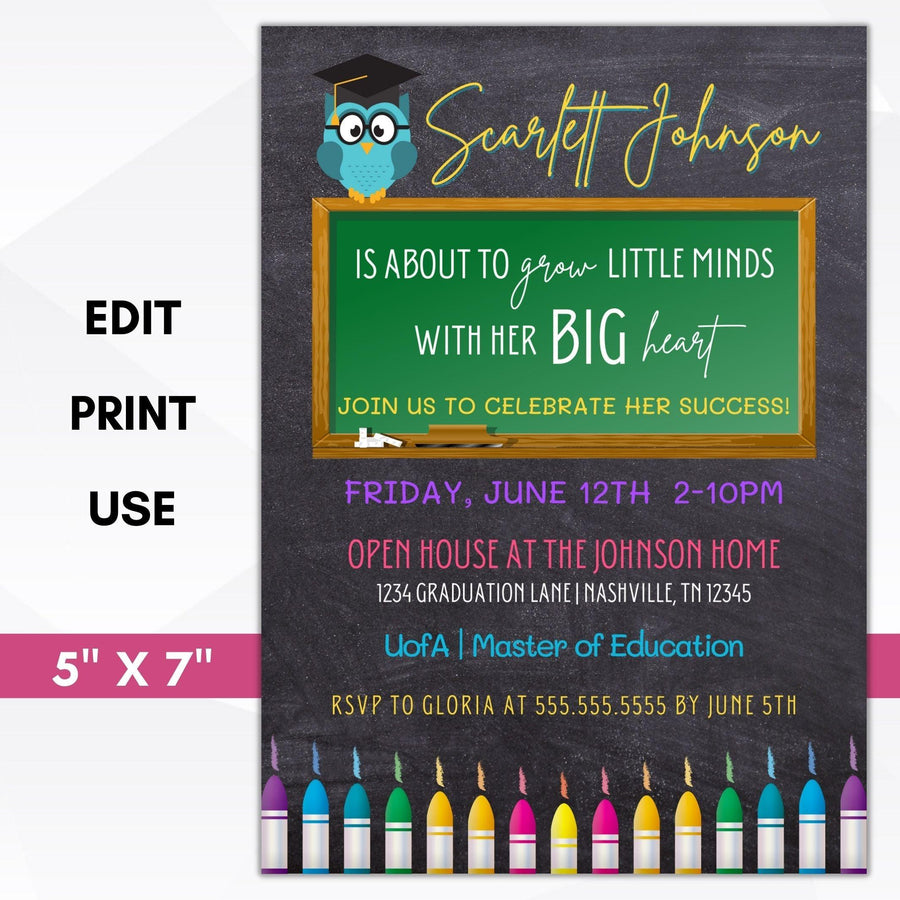 Teacher College Graduation Invitation – Simple Desert Designs