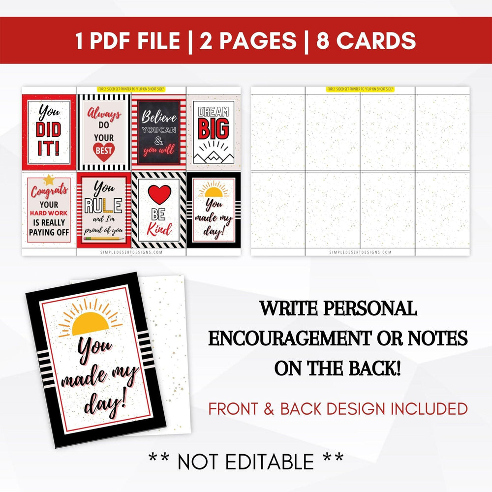 Teacher Printable Encouragement Cards – Inspiring Notes for Kids ...