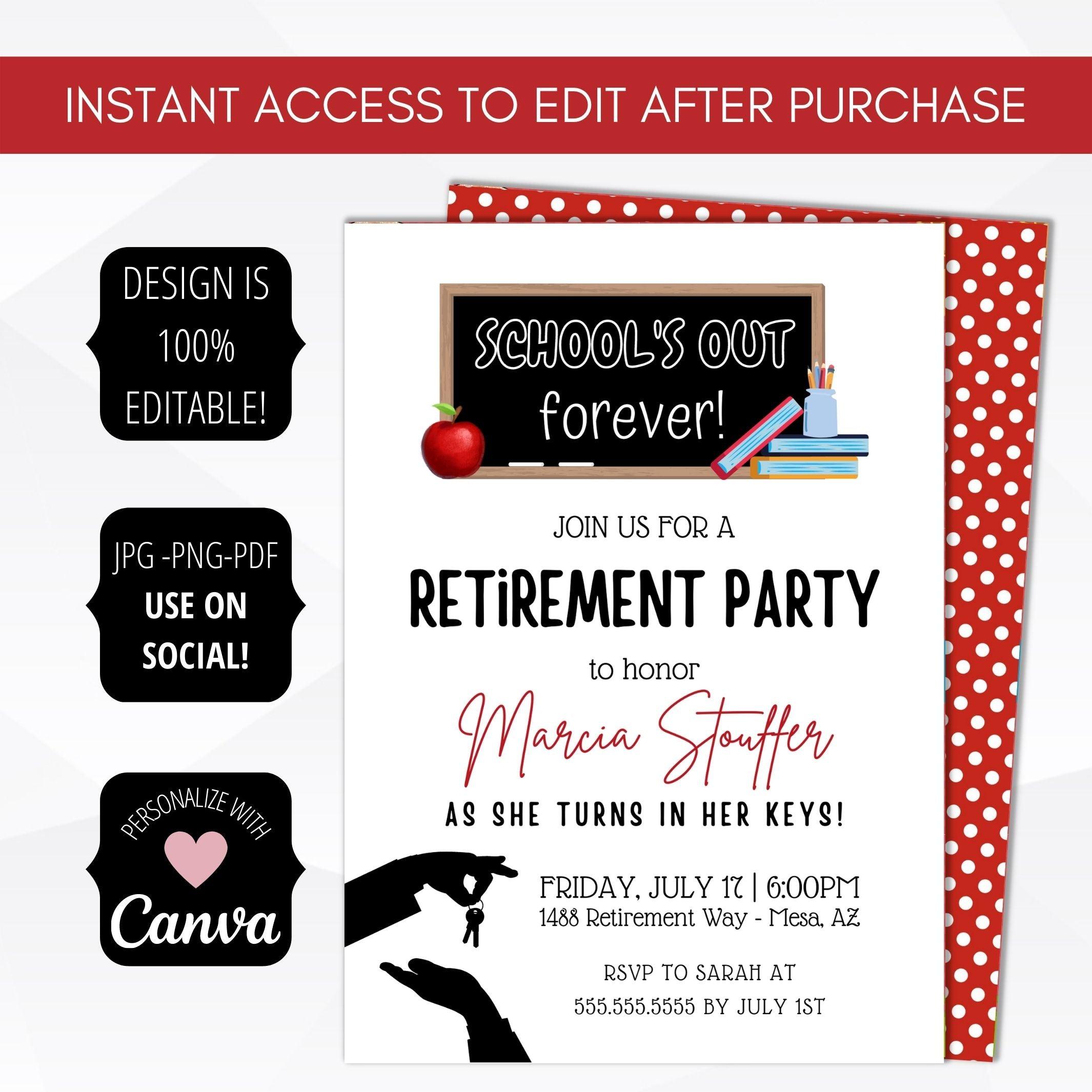 Teacher Retirement Invitations