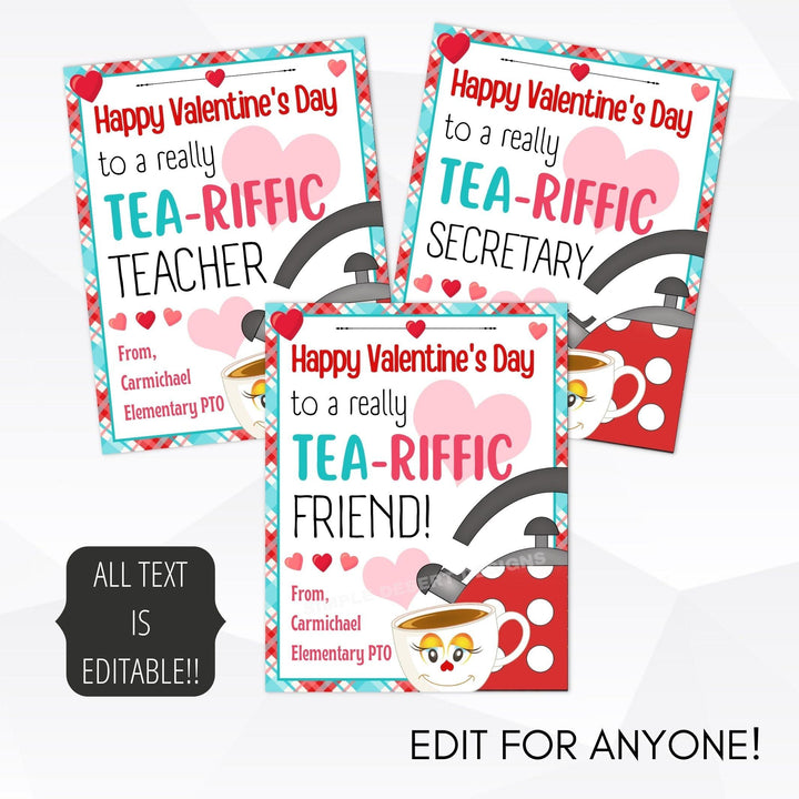 Teacher Valentines Gift Tag Tea-riffic – Simple Desert Designs