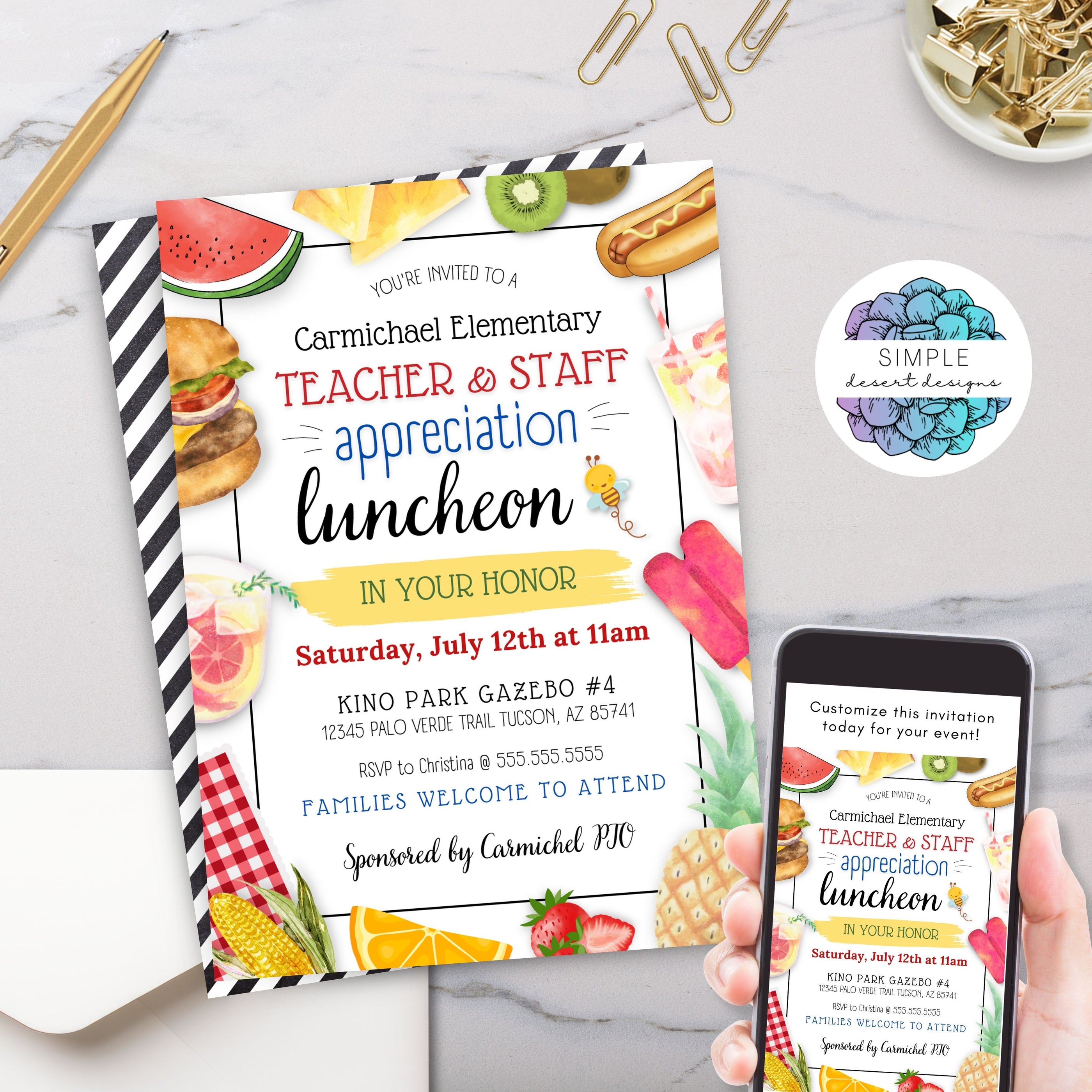 The Teacher Appreciation Invitation Template - Simple Desert Designs