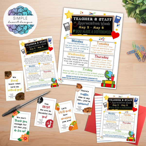 Teacher Appreciation Week Printable Bundle - Simple Desert Designs