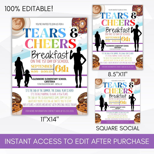 Tears and Cheers Breakfast Event Flyer Set | Simple Desert Designs