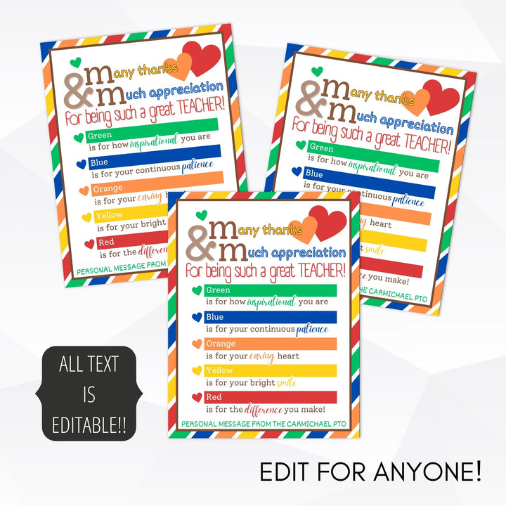 Many Thanks Much Appreciation Candy Grams – Simple Desert Designs