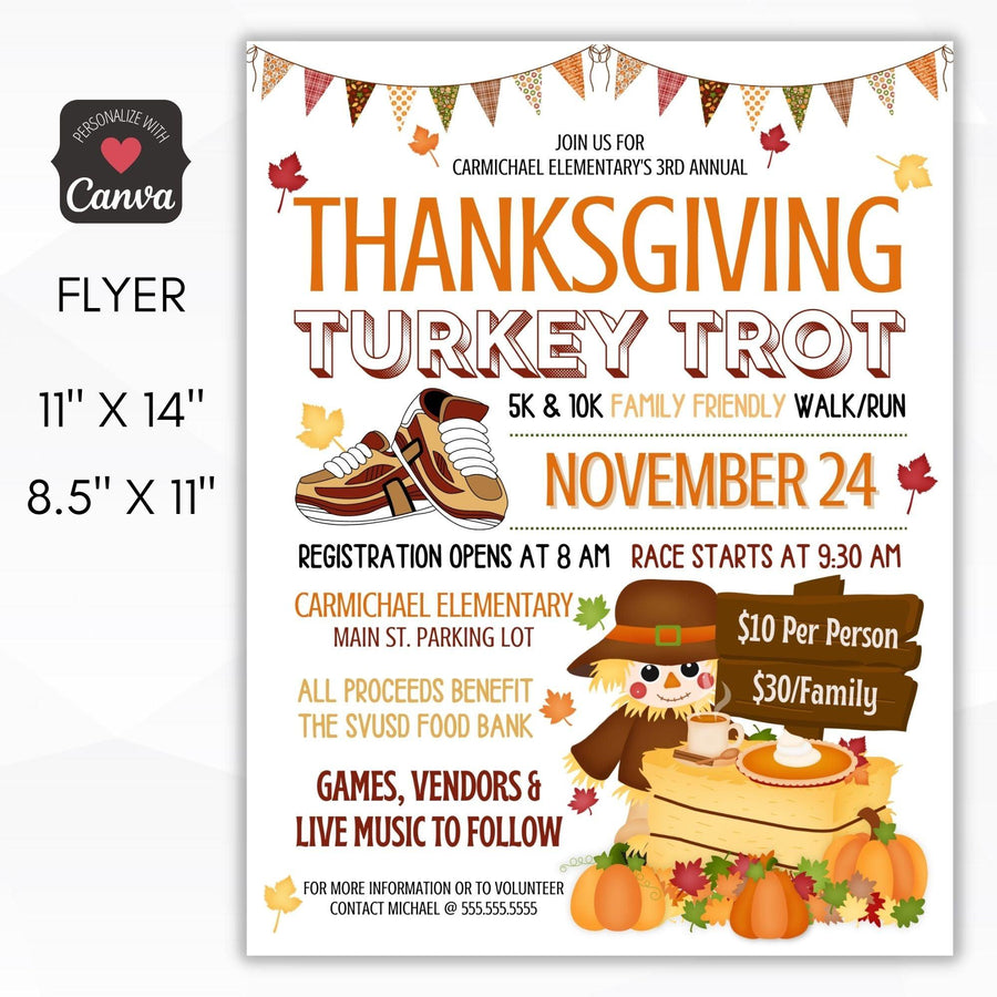 Thanksgiving Day Fun Run Fundraiser Flyer – Simple Desert Designs
