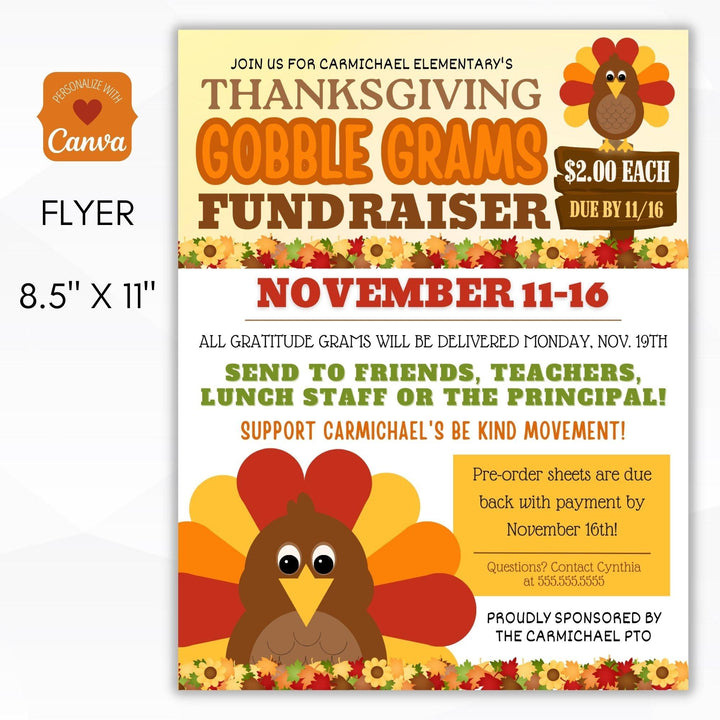 Thanksgiving Gobble Grams Fundraiser Set | Simple Desert Designs