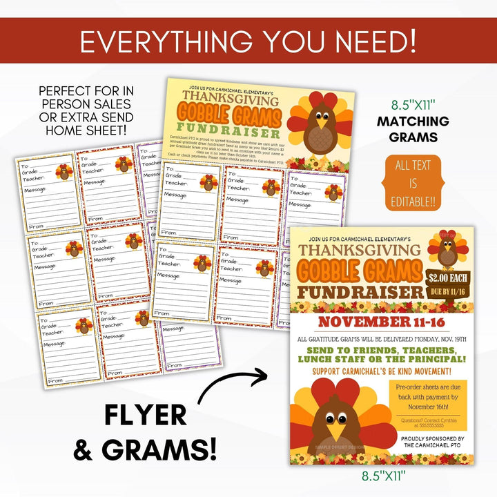 Thanksgiving Gobble Grams Fundraiser Set | Simple Desert Designs