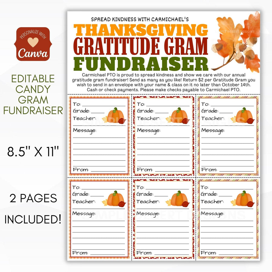 Thanksgiving Gratitude Gram Fundraiser – Simple Desert Designs
