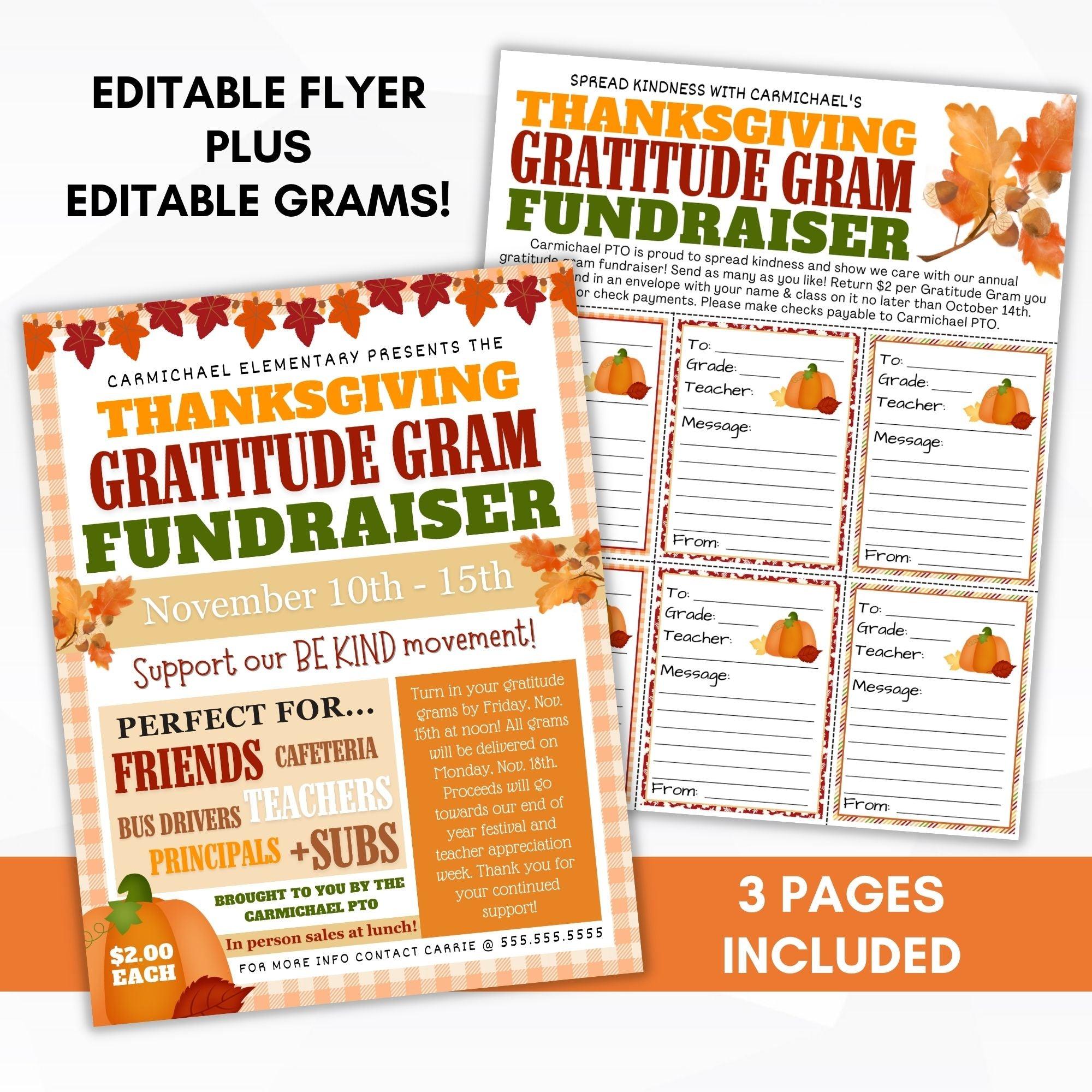 Gratitude Grams Fundraiser Flyer Set – Simple Desert Designs