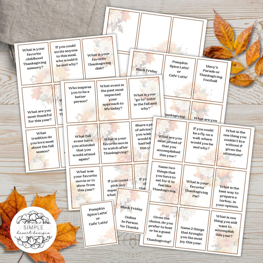 Thanksgiving Conversation Starters Cards – Simple Desert Designs